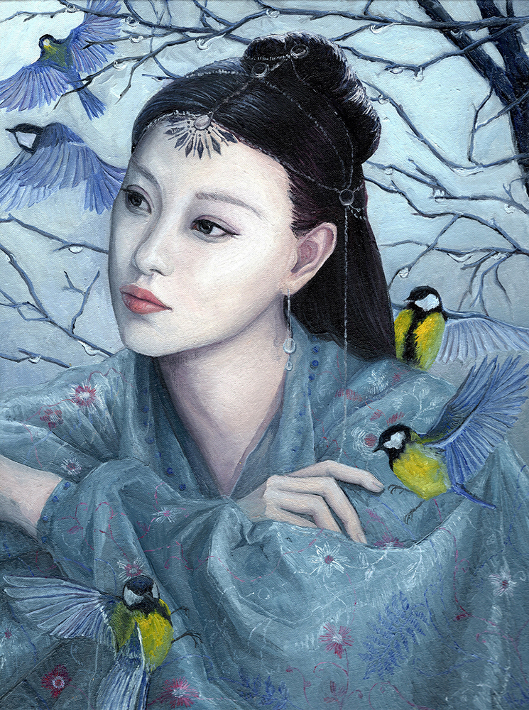 Title: lady and birds. Painting by Natalia. | Victory Art | Artworks ...